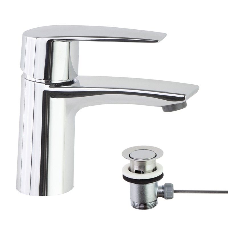 Monomando de lavabo Civic, cromado, con válvula automática de 1 1/4 ...